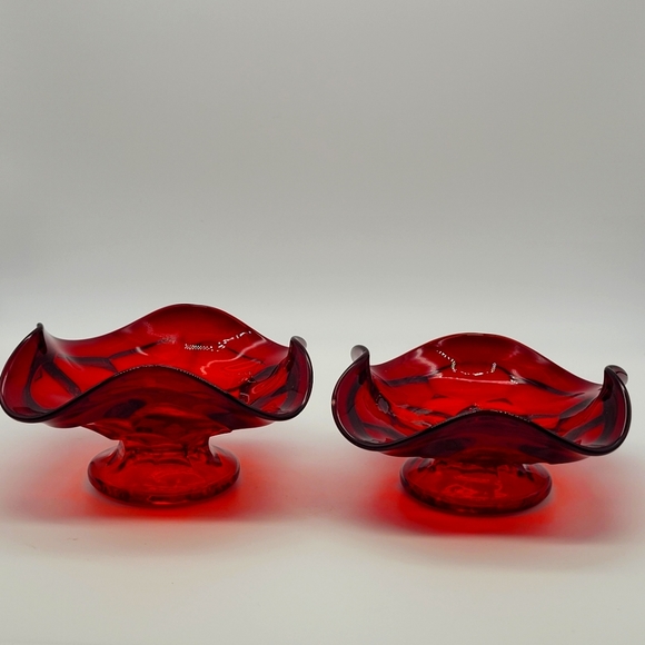 Fenton | Accents | Vintage Fenton Georgian Ruby Red Amberina Bon Bon ...